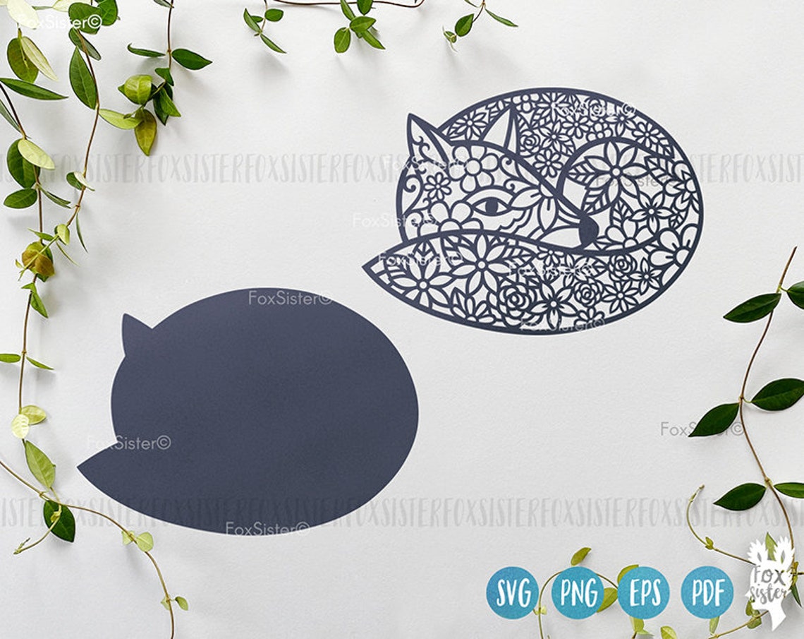 Sleeping Floral Fox svg for Cricut and Silhouette Animals | Etsy