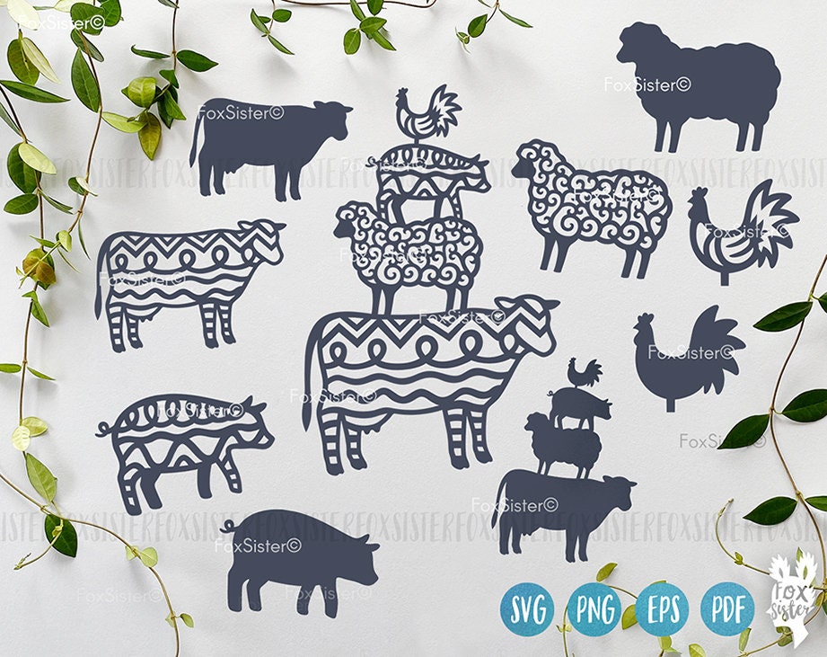 Farm Animal Svg for Cricut and Silhouette Svg Files Farm | Etsy