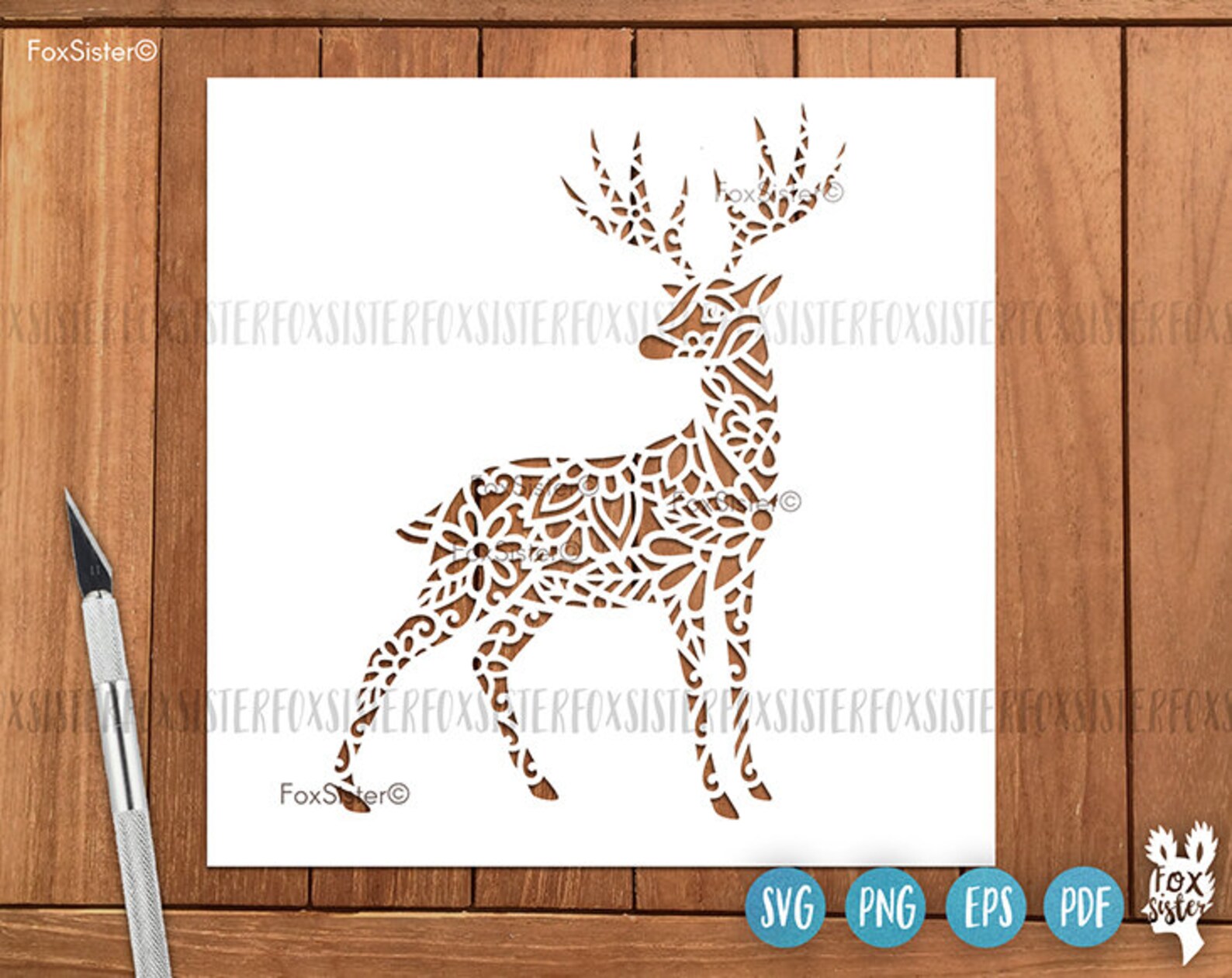 Deer Svg Cut File design Christmas Svg Deer Clipart | Etsy
