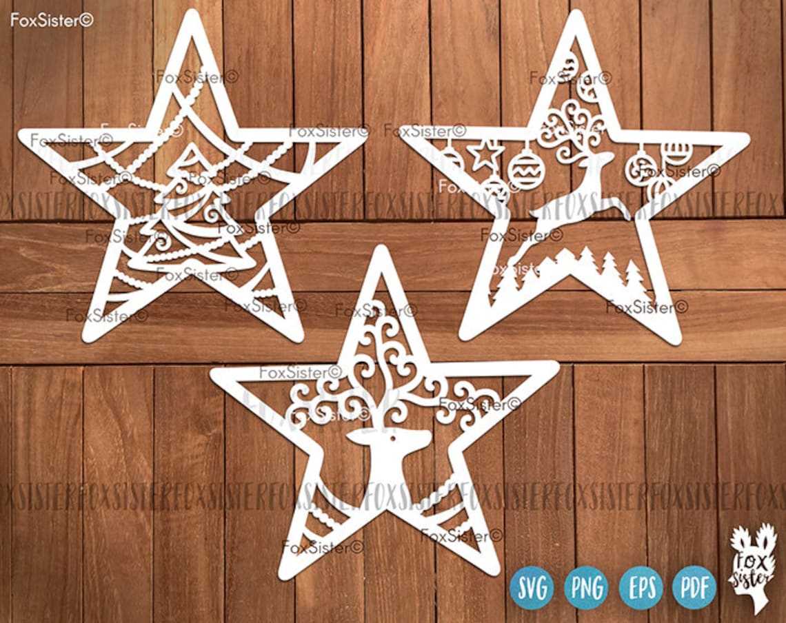 Christmas Star Svg Bundle Christmas Svg Files Reindeer Svg | Etsy