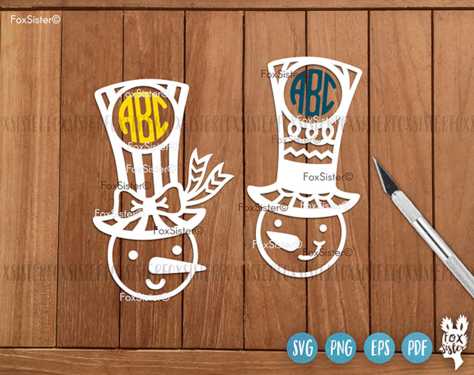 Snowmen Svg Bundle Snowman Clip Art Svg Monogram Frame | Etsy