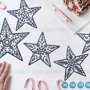 Christmas Stars Svg Design Bundle, Star Svg Files, Christmas Svg Files ...