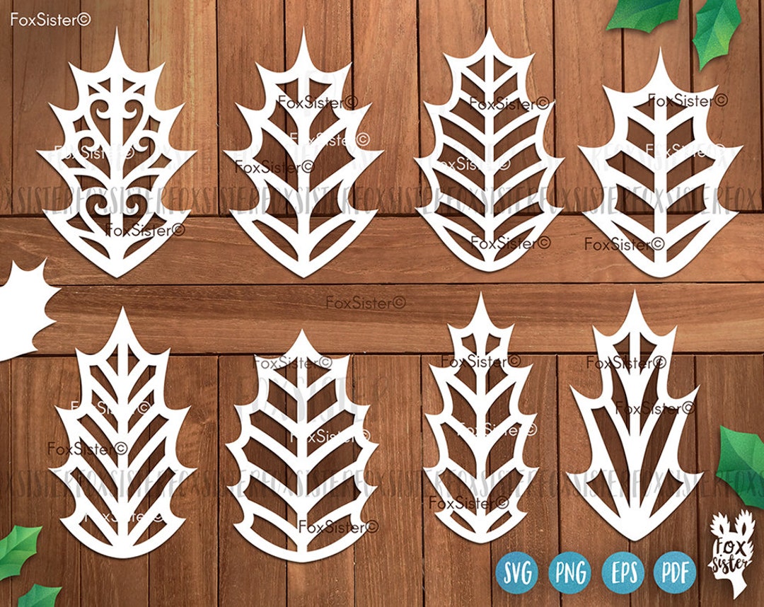 Christmas Holly Svg Bundle for Cricut Silhouette, Leaves Svg Set 26 ...
