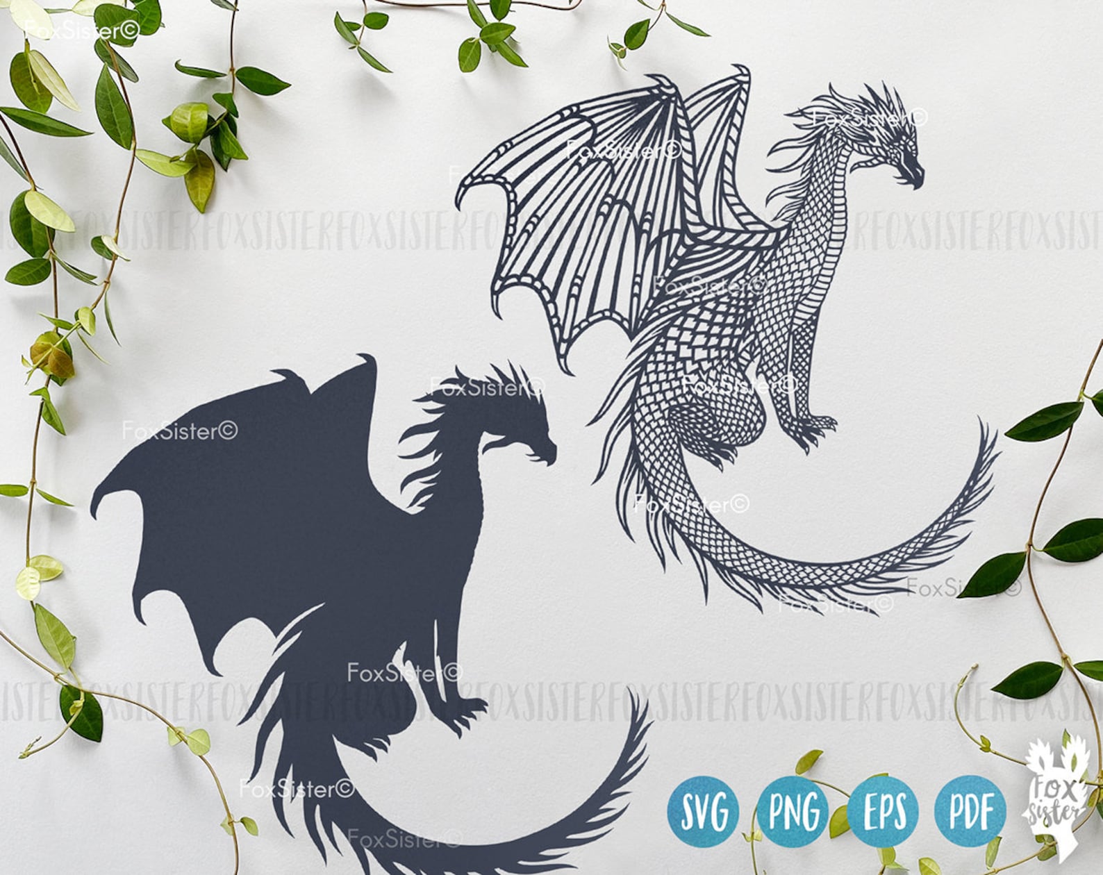Dragon Svg Design for Cricut and Silhouette, Sitting Dragon Svg, Animal ...