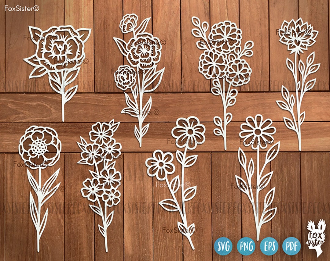 Flower Svg Bundle for Cricut and Silhouette, Flowers Svg, Foxsister ...