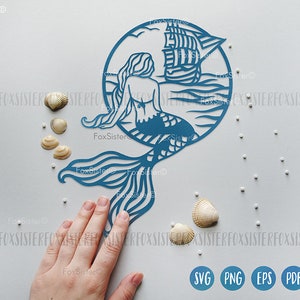 Mermaid Svg Png Cut File, Instant Download Vector Design, Little ...