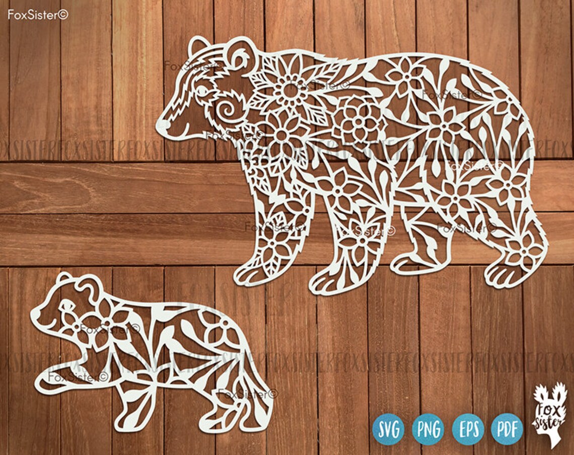 Mama and Baby Bear Svg Design Mama Bear Cut File Floral Mama - Etsy