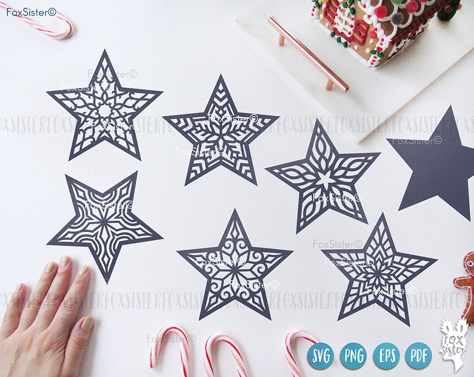 Stars Svg Bundle SET 12 for Cricut and Silhouette, Christmas Ornaments ...