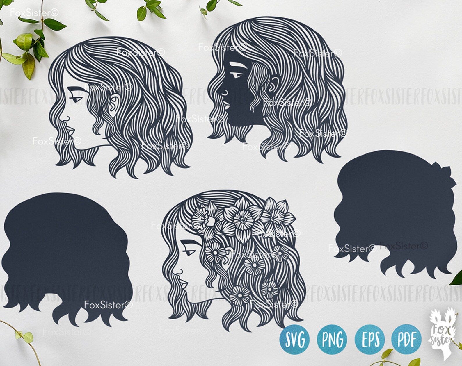 Woman Face Svg Design Bundle for Cricut and Silhouette, Girl Svg, Woman ...