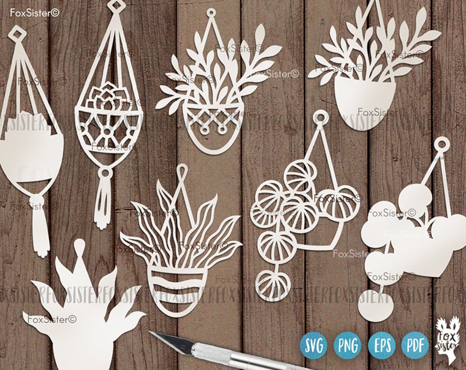 Plants Svg Cutting Files for Cricut and Silhouette, Hanging Plants Svg ...