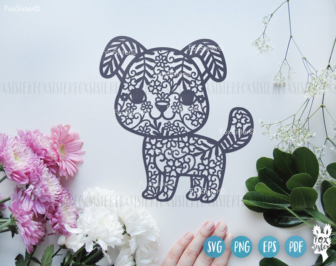 Puppy Svg for Cricut and Silhouette Floral Dog Svg | Etsy
