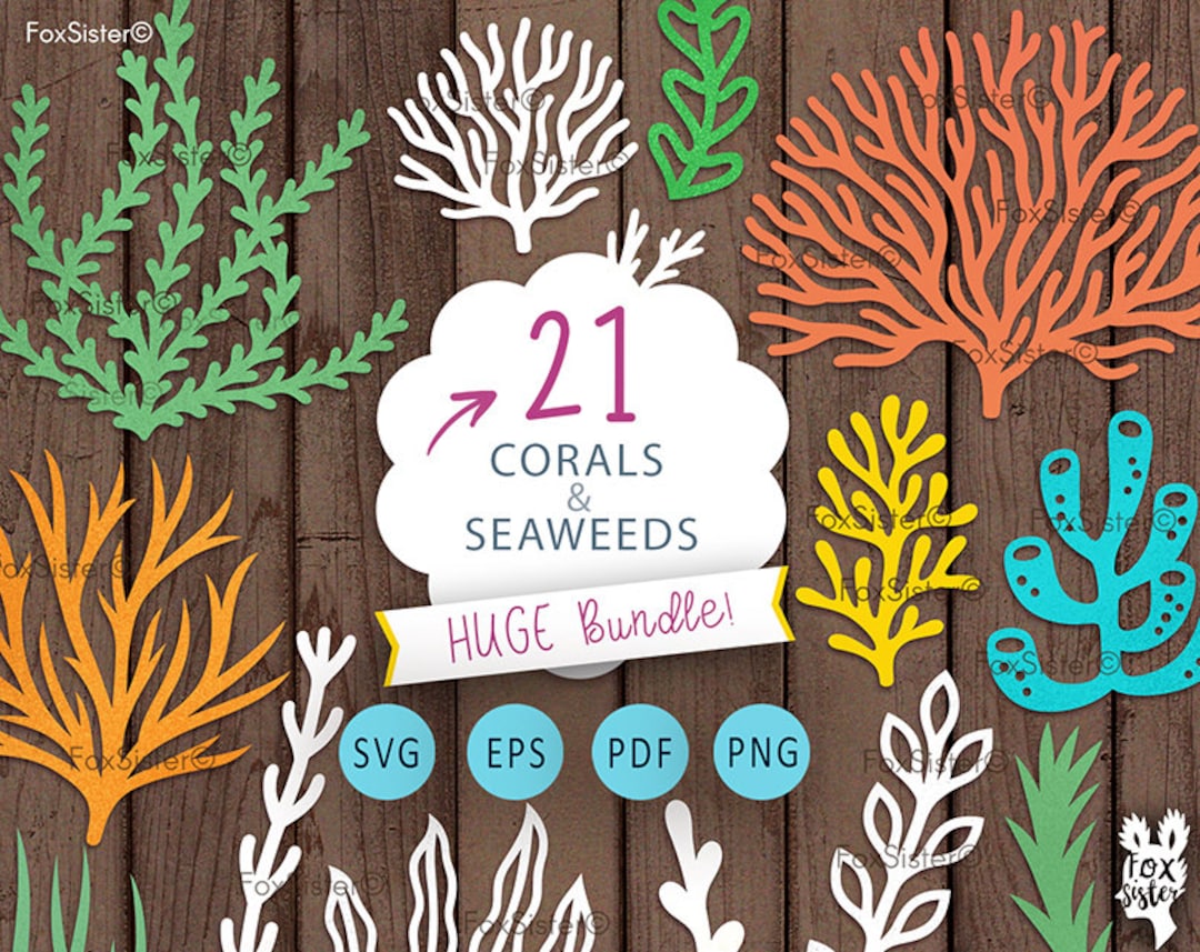 Corals Svg and Seaweed Svg Bundle for Cricut and Silhouette, Ocean Svg ...