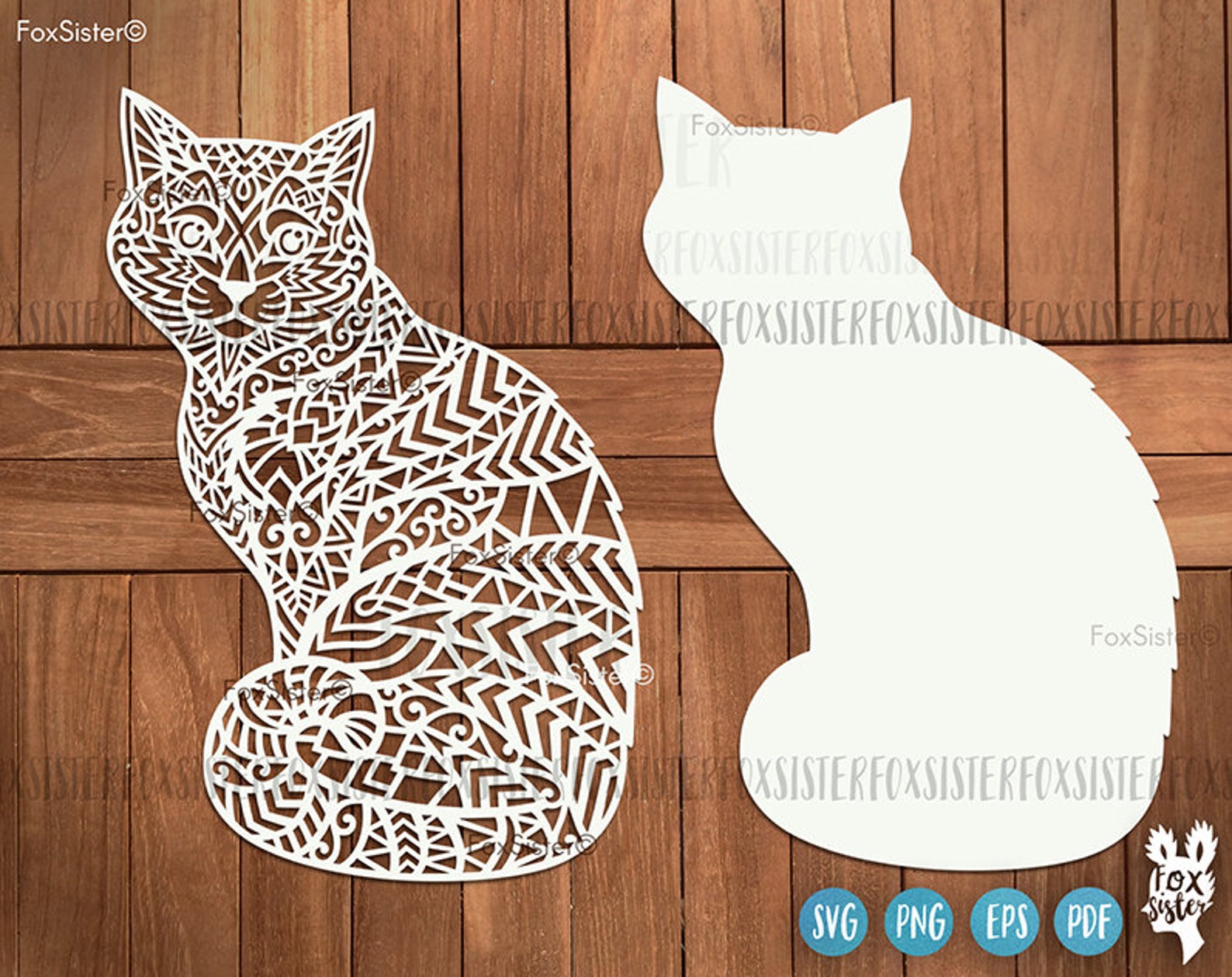 Cat Svg Cut File Design, Mandala Cat Svg, Mandala Animal Svg, Cat ...