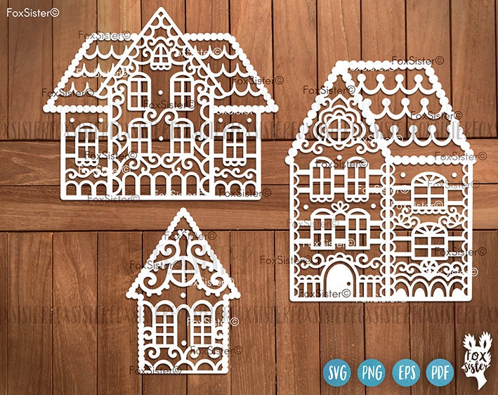 Svg Gingerbread Houses Christmas Svg Files Christmas Village - Etsy