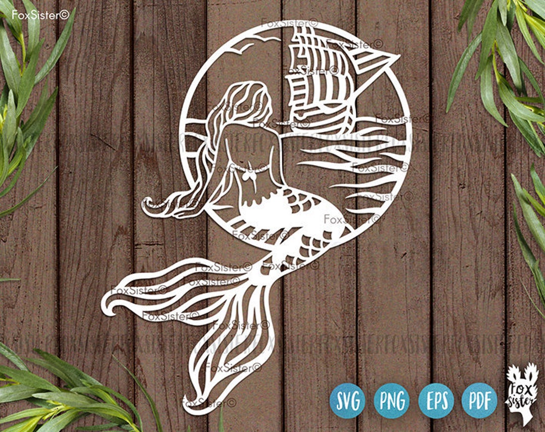 Mermaid Svg Png Cut File, Instant Download Vector Design, Little ...