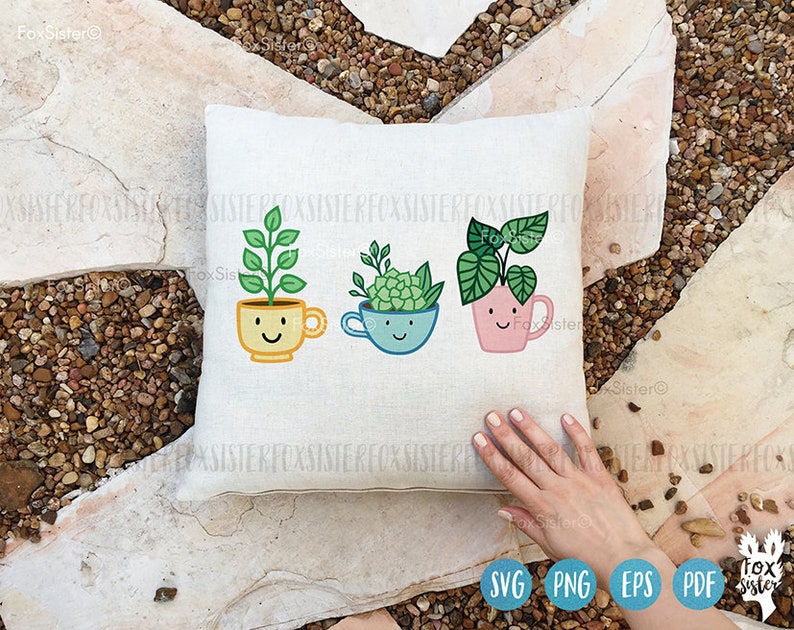 Happy Plants Svg Cutting File Set 2 for Cricut and Silhouette, Plants ...