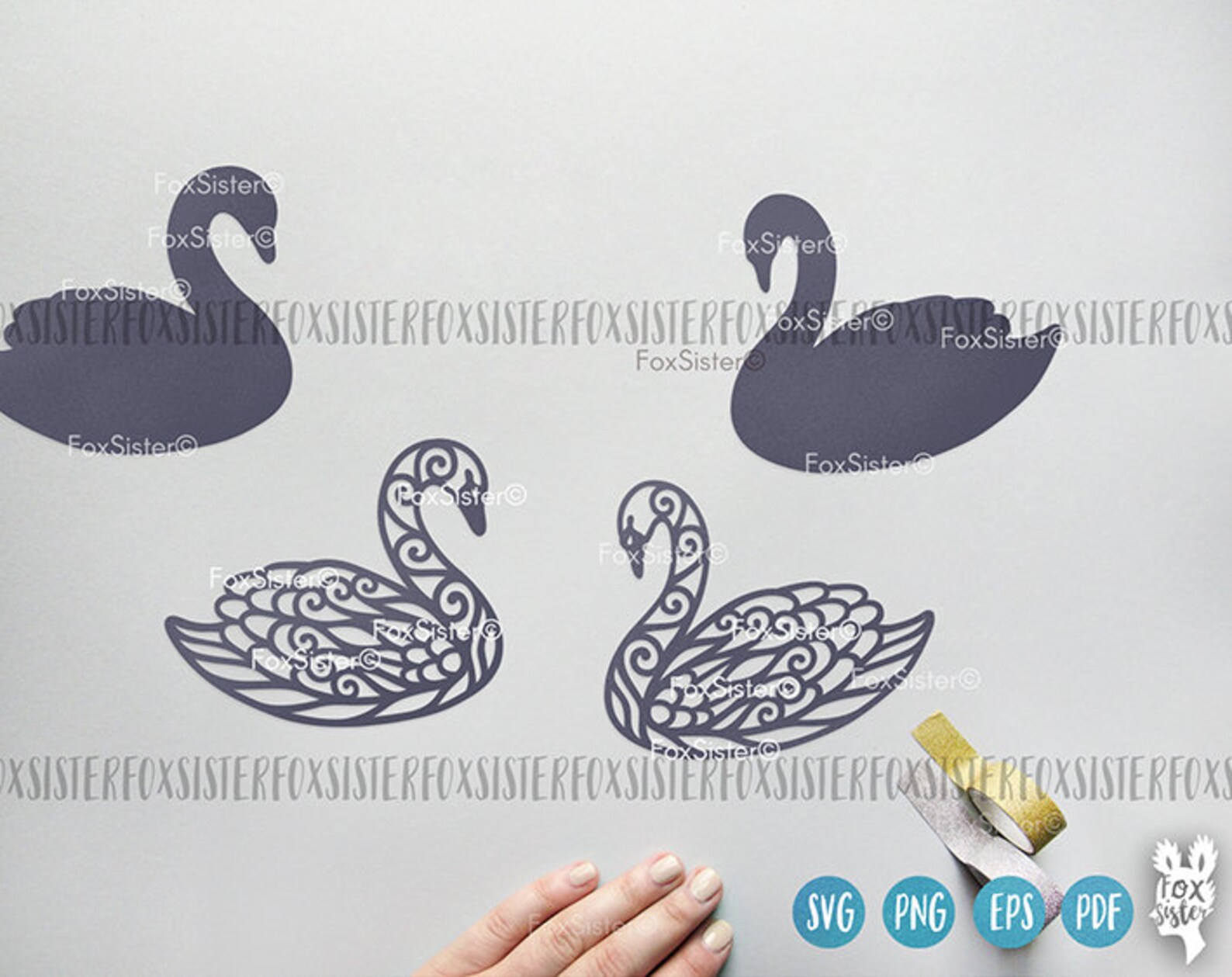 Swans Svg Vector Cut File Clipart, Swan Cut File, Engagement Svg ...