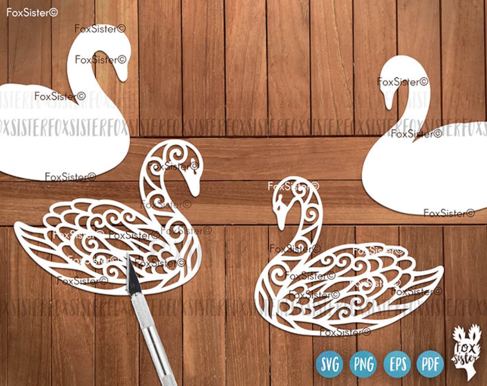 Swans Svg Vector Cut File Clipart, Swan Cut File, Engagement Svg ...