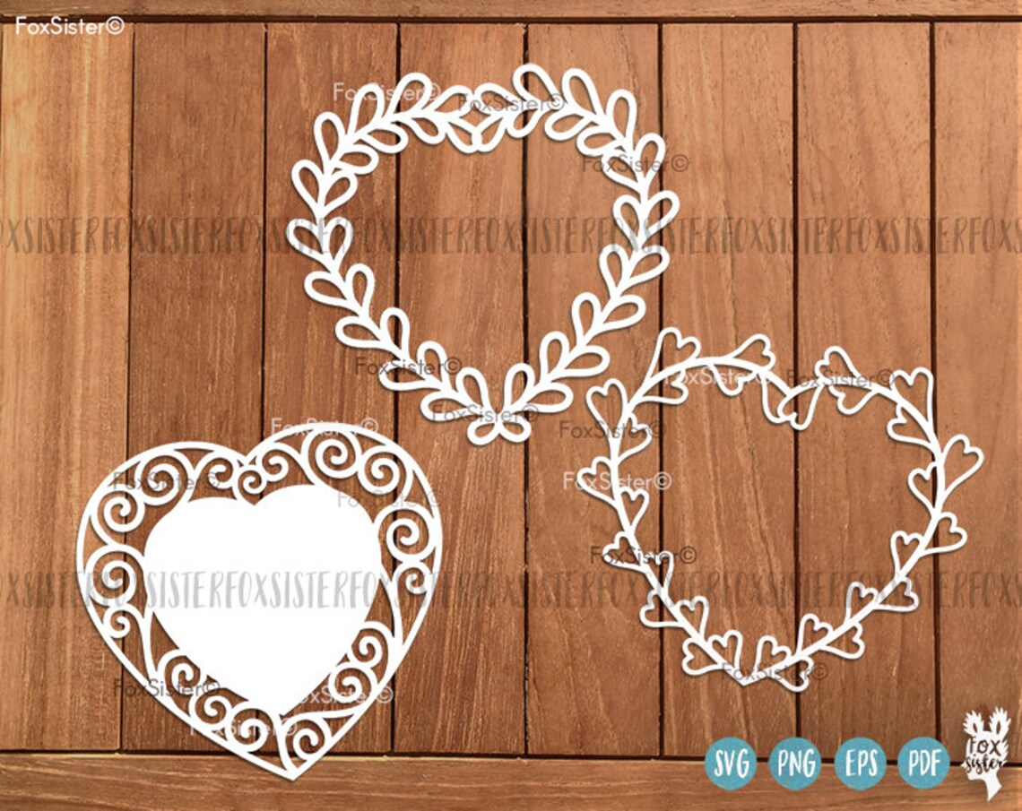 Heart Frame Svg Monogram Frame Bundle SET 3 12 svg Blank | Etsy