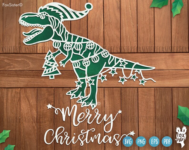 Christmas T-rex Svg for Cricut and Silhouette, Christmas Svg Files ...