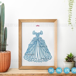 Princess Dress Svg Cut File for Cricut and Silhouette, Princess Party ...