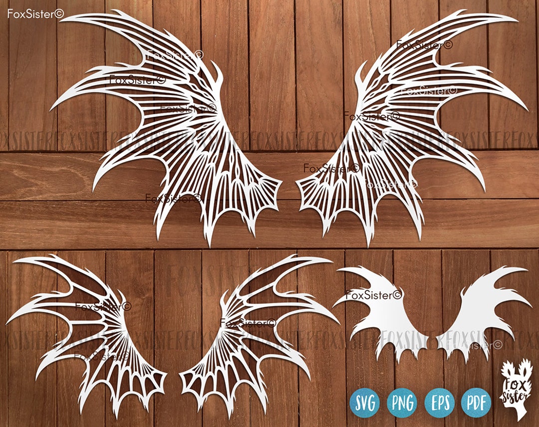 Scary Dragon Wings Svg Design for Cricut and Silhouette, Bat Wings Svg, Scary Wings Svg ...