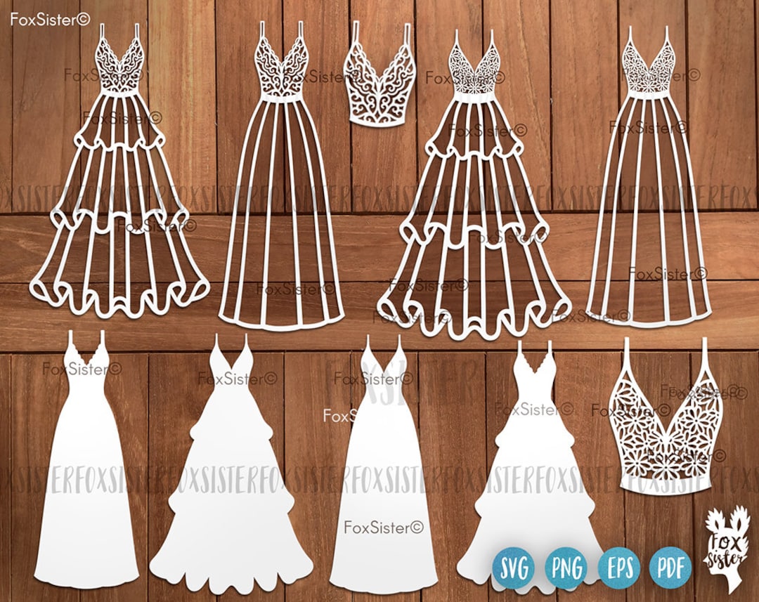 Dress Svg Cut File for Cricut and Silhouette, Long Gown Svg, Wedding ...