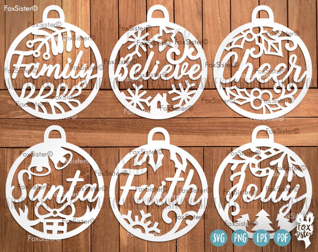 Christmas Baubles SVG Bundle SET 7, Bauble Svg, Words Faith, Family ...