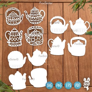 Teapots Svg Bundle Designs for Cricut Silhouette, Glowforge and Other ...