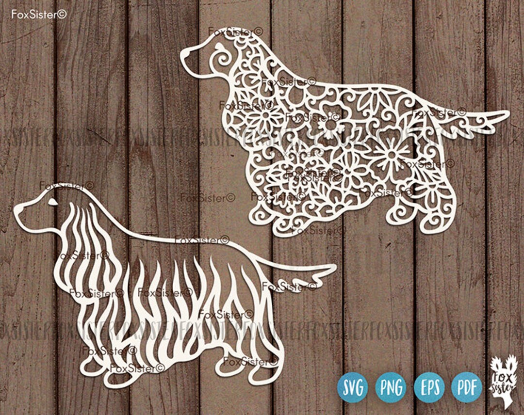 Spaniel Svg Cut File Clipart, Floral Dog Svg, Cute Spaniels Vector ...