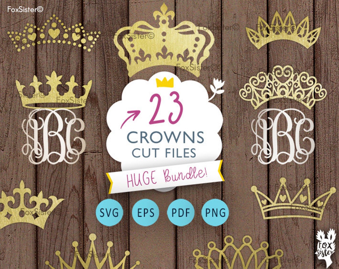 Crown SVG Monograms Bundle!! 23 Royal Crowns Svg Cut Files, Tiara Svg ...