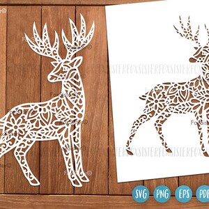 Deer Svg Cut File Design, Christmas Svg, Deer Clipart, Reindeer Svg Cut ...
