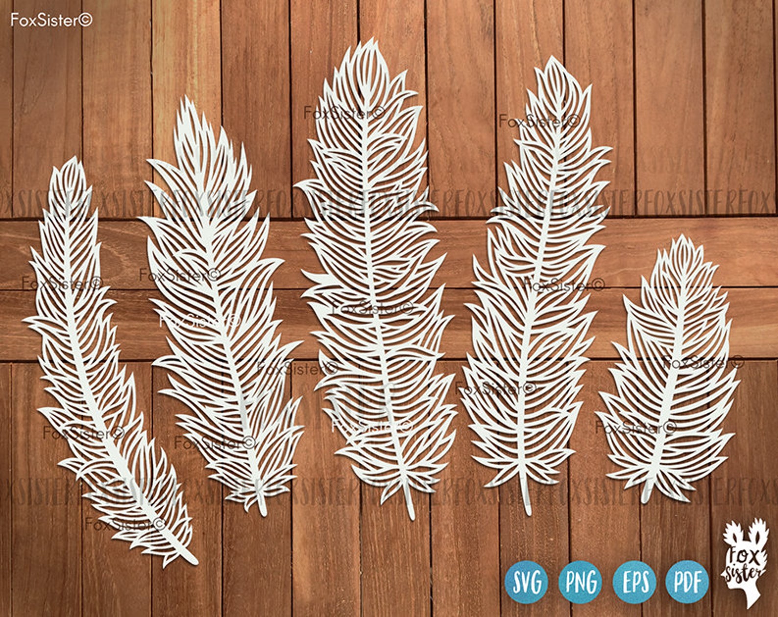 5 Feathers SVG Bundle Feathers Svg Cut Files Feathers Vector | Etsy
