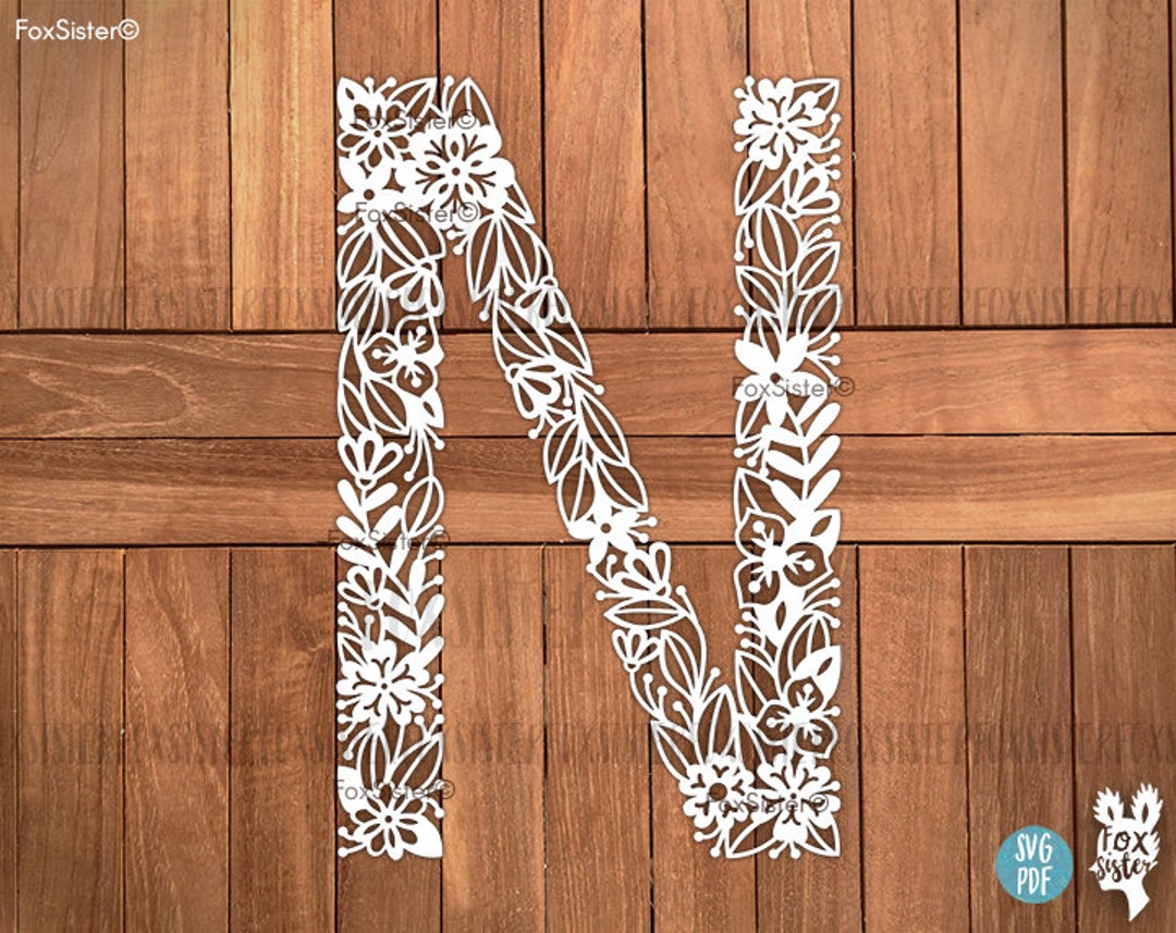 Floral Letter N Svg, Floral Detailed Alphabet Svg Cut File, Floral ...