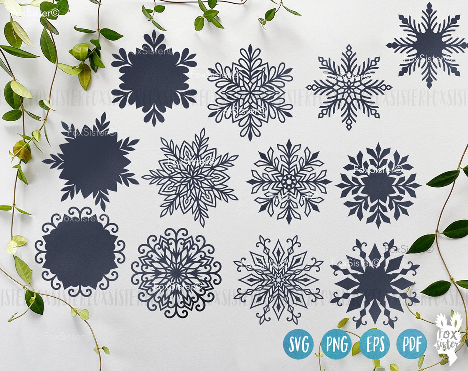 Snowflakes SVG Bundle SET 7 Christmas Svg Bundle Winter Svg - Etsy