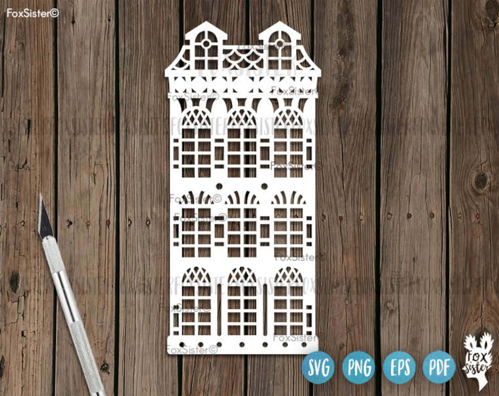 4 Houses Svg Templates, Building Cut File Clipart, Amsterdam Svg, Dutch ...