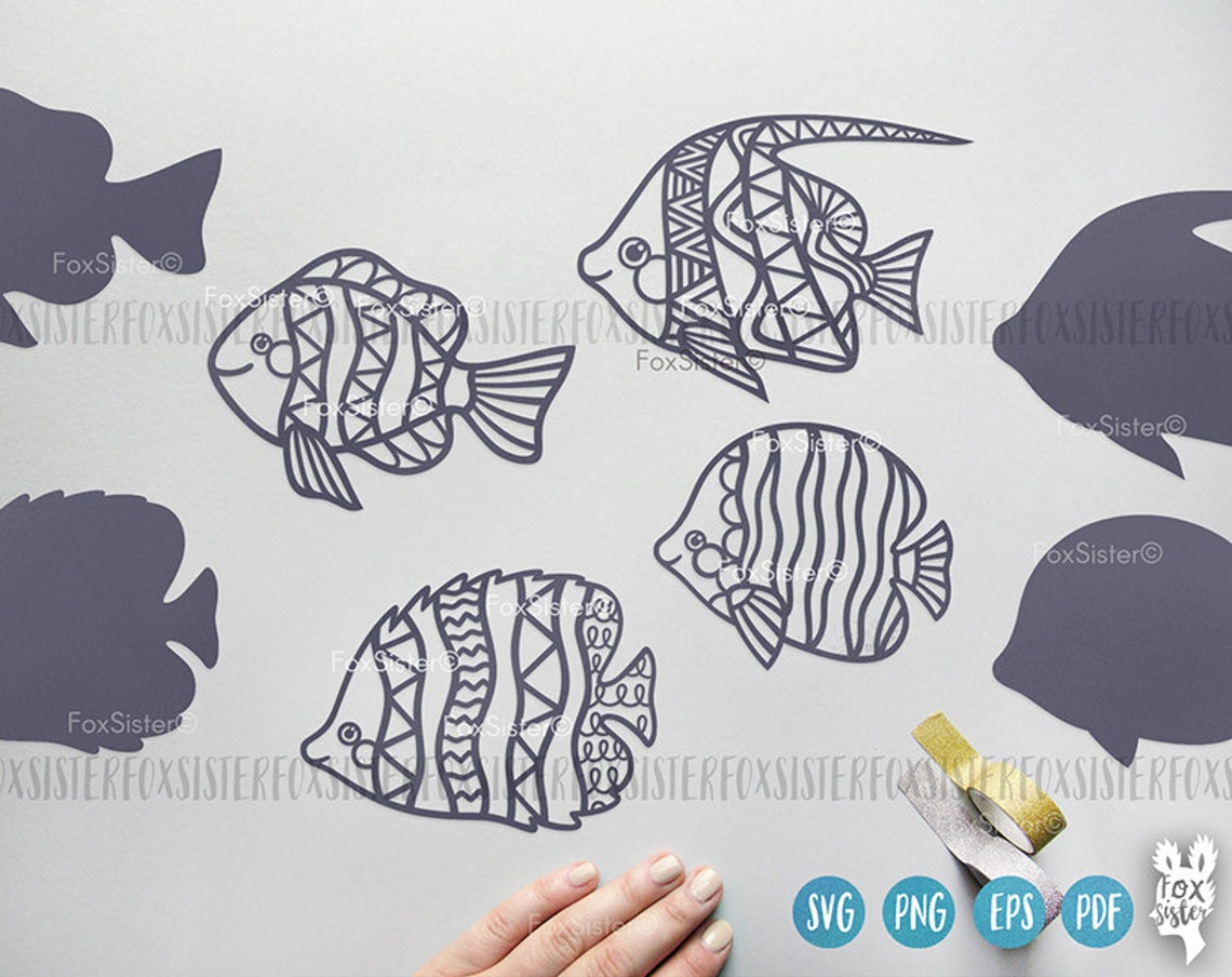 4 Happy Fish Svg Cutting Files for Cricut and Silhouette Set2 - Etsy