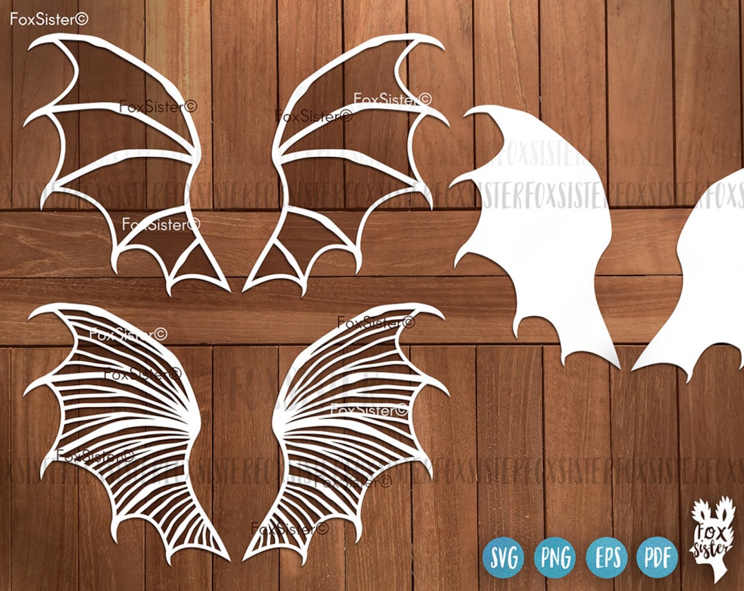 Dragon Wings Svg Design for Cricut and Silhouette, Bat Wings Svg, Scary ...