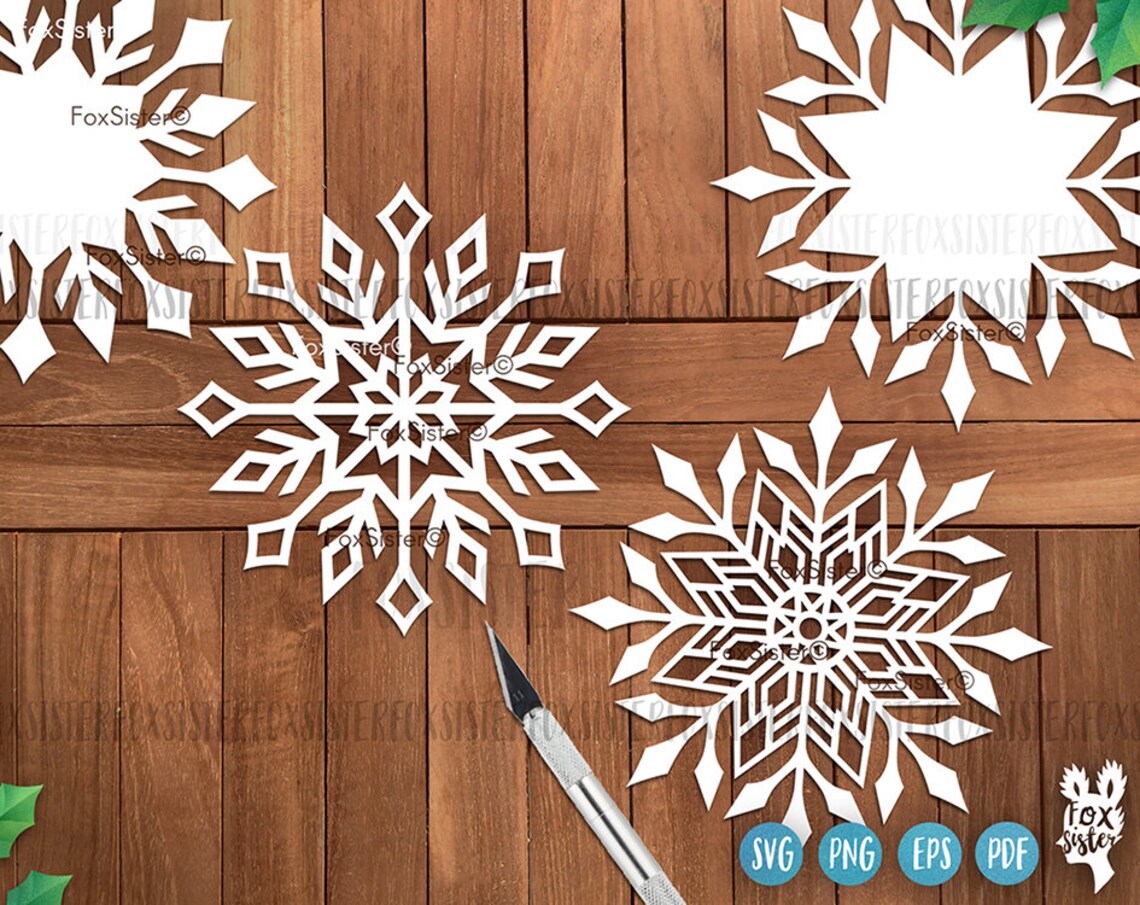 Snowflakes Svg Bundle SET 8, Christmas Svg Bundle, Happy Holiday Svg ...