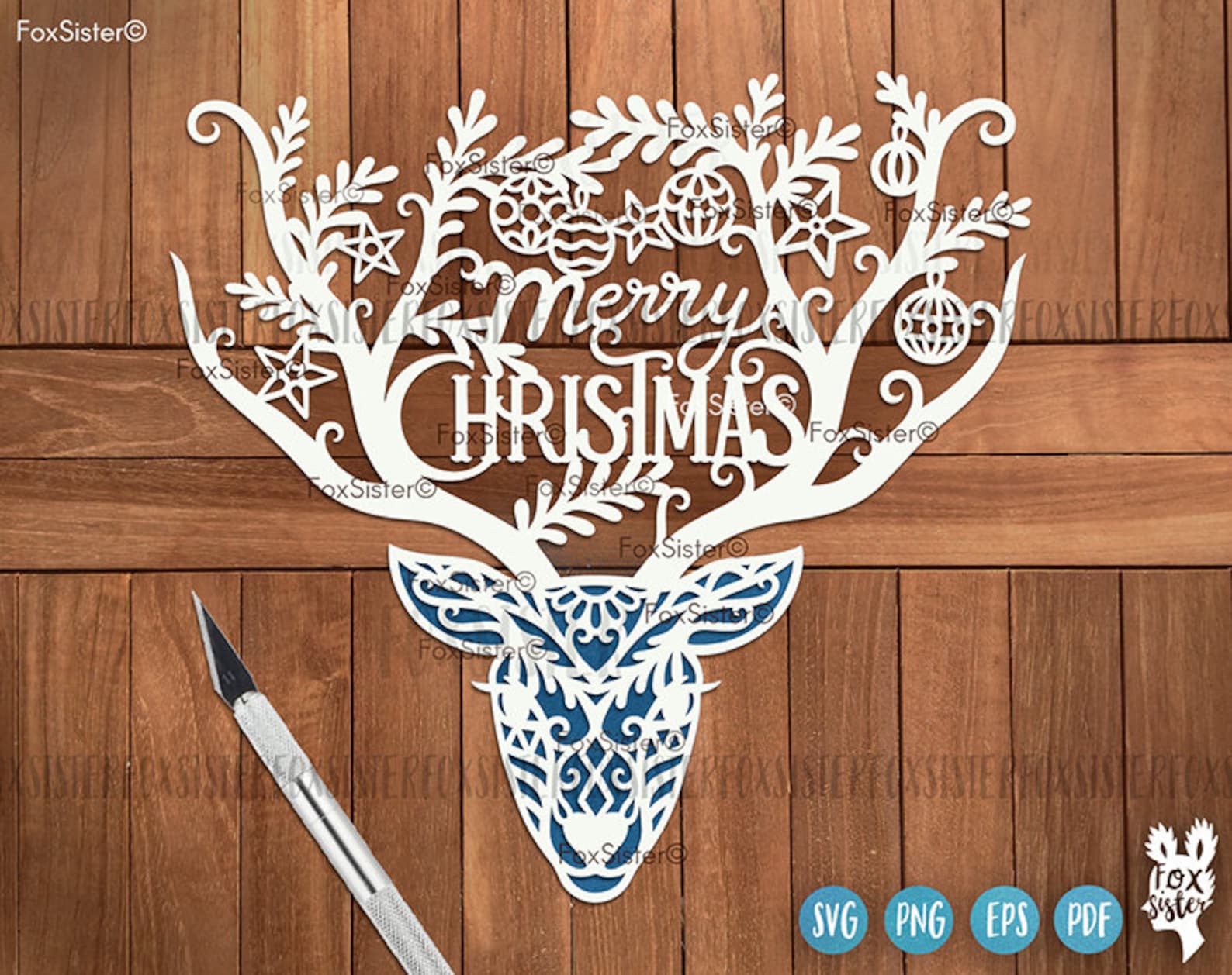 Merry Christmas Deer Svg Cut File Christmas Clipart Reindeer | Etsy