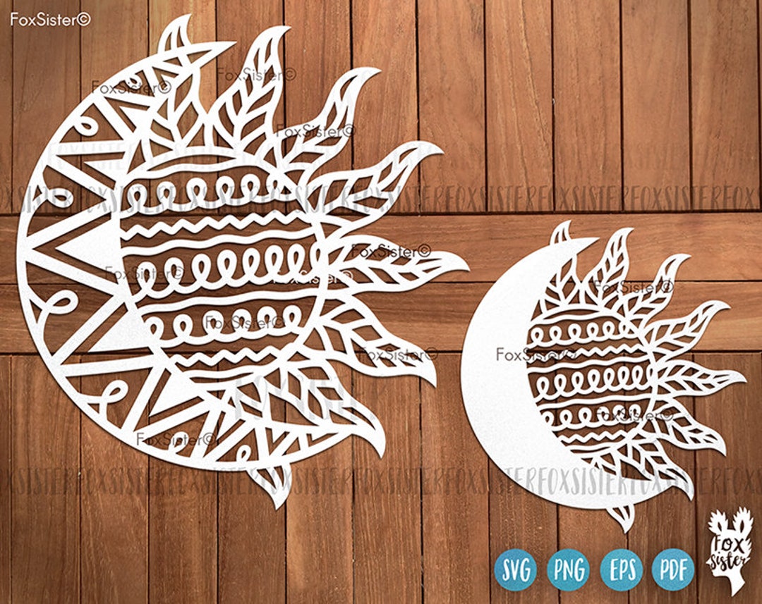 Moon and Sun Svg for Cricut and Silhouette, Moon Svg, Foxsister, Sun ...