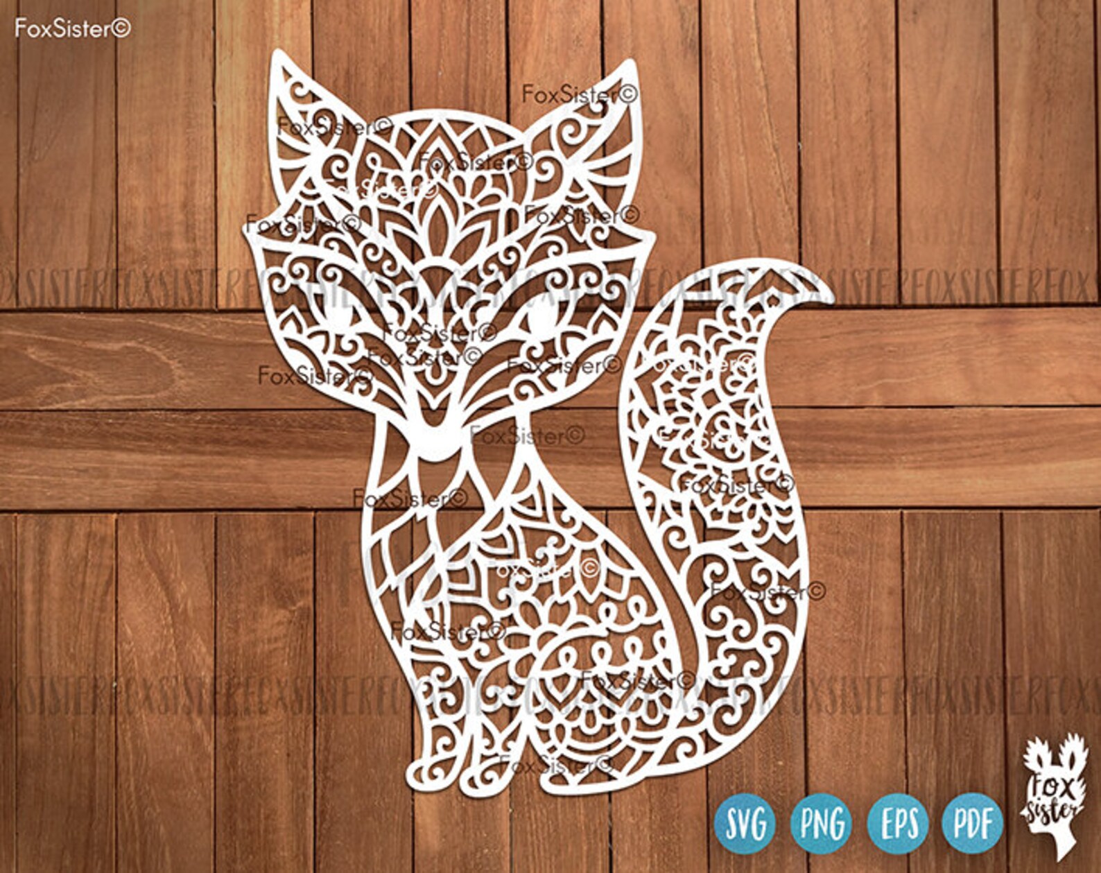 Cute Fox Svg Cut File Clipart Mandala Svg Style, Sitting Fox Template ...