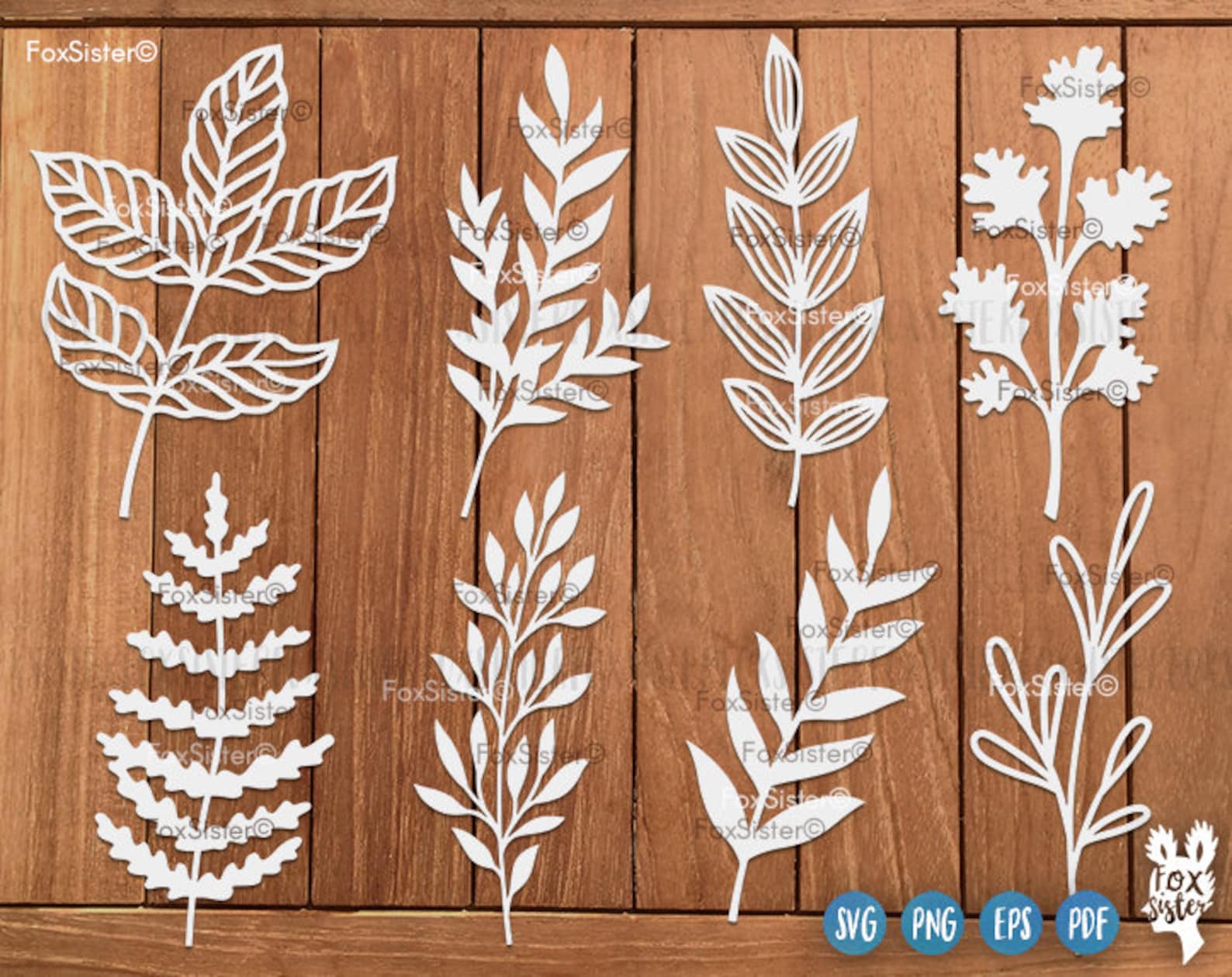 Tree Branch Svg, Leaf Svg File, 8 Designs SET 2, Leaves Cutting Svg ...
