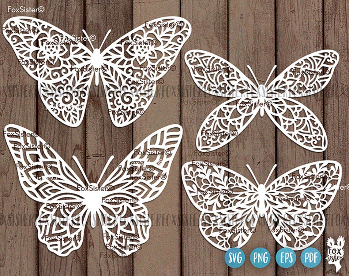Butterfly Svg Bundle Set 3 Vector Papercut Template, Mandala Butterfy ...