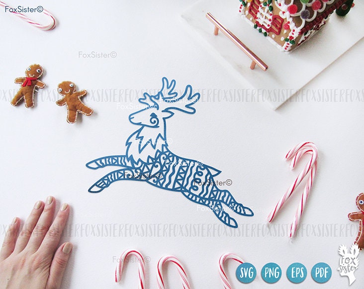 Deer Svg File Deer Cut File Christmas Svg Files Reindeer | Etsy