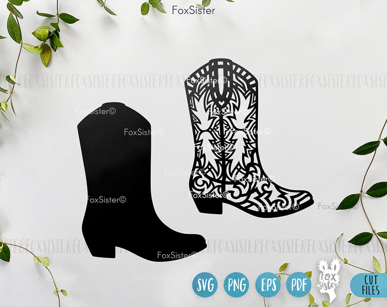 Cowboy Boot Svg Design for Cricut Silhouette Glowforge & Other Laser ...