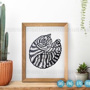 Cute Sleeping Cat Svg Design for Cricut and Silhouette, Cat Clipart ...