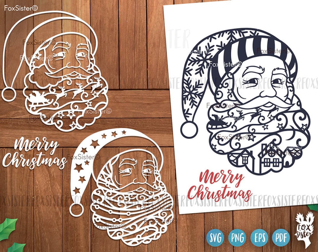 Santa Svg for Cricut and Silhouette, Christmas Svg Bundle, Santa Claus ...