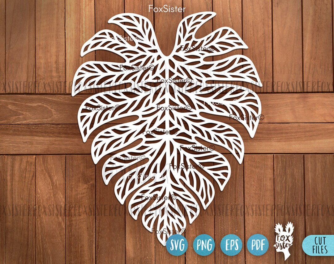 Monstera Leaf Svg for Cricut and Silhouette, Leaf Svg, Palm Leaf Svg ...