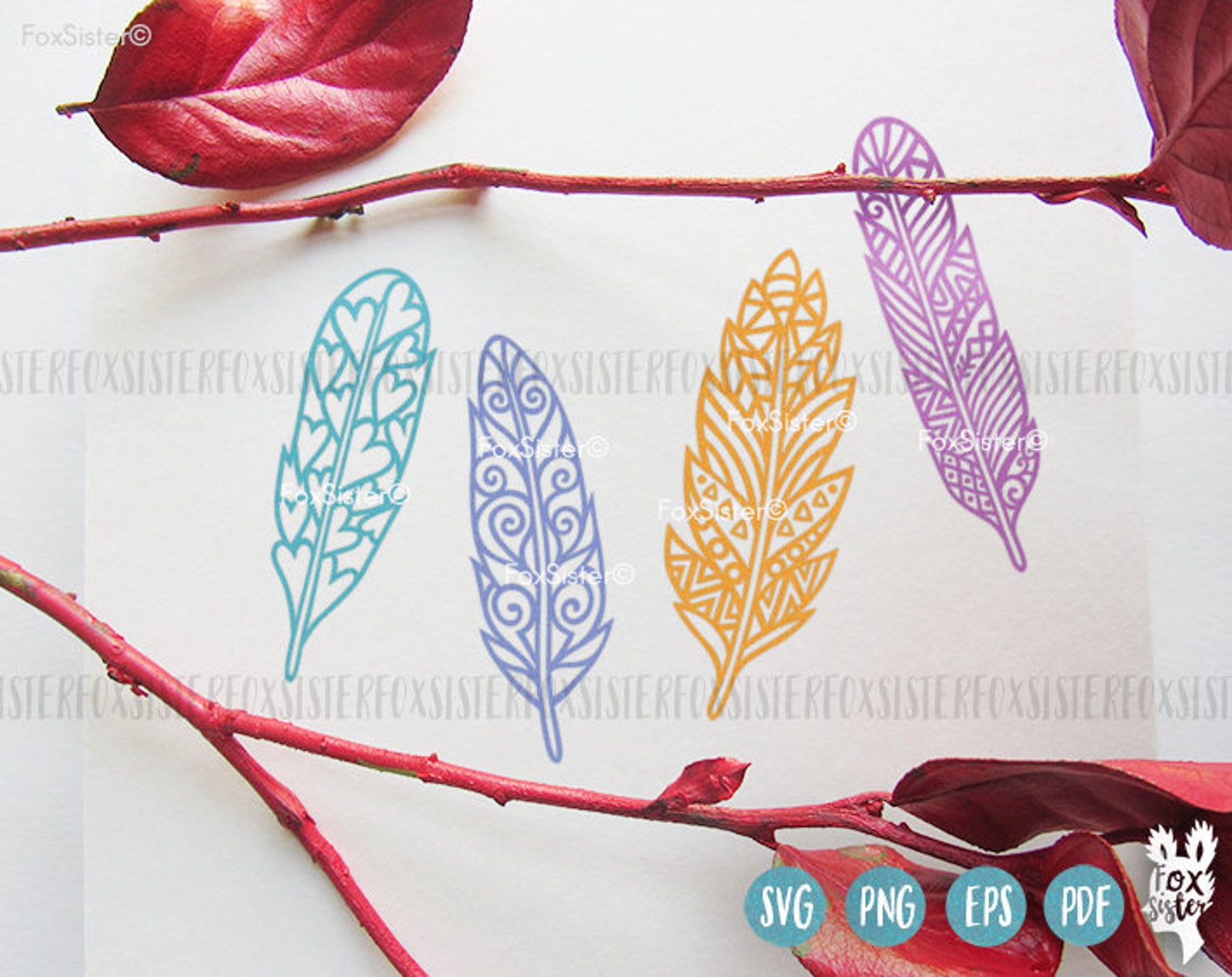 Boho Feathers SVG Cut File Templates Tribal Feather - Etsy UK